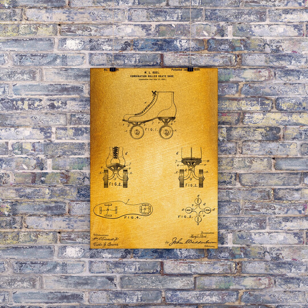 Roller Skate Shoe 1899 Poster, Roller Skate Patent Print, Little Girl ...