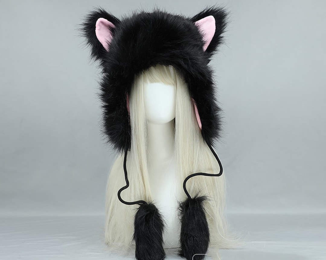 Furry Strap Hat-furry Aviator Cat Ear Hat-warm Black Warm Faux Fur Band ...