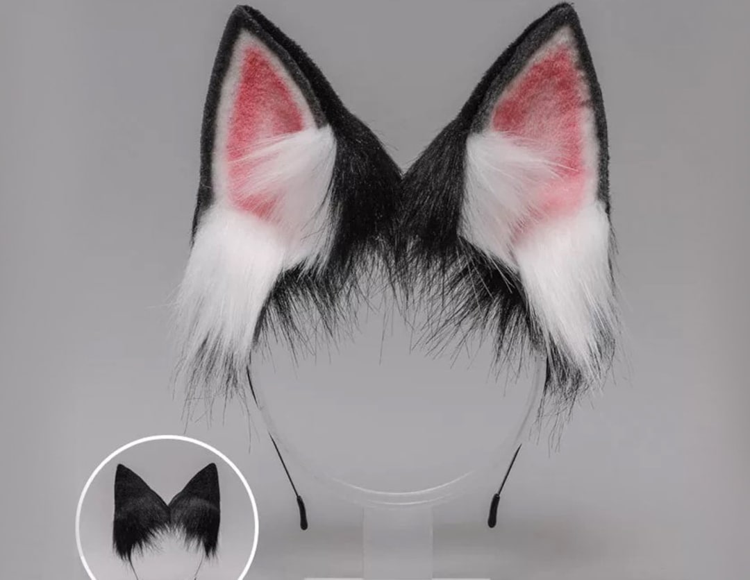 White Black Wolf Ear Headband,anime Ear,wolf Cosplay Ear,aritificial ...