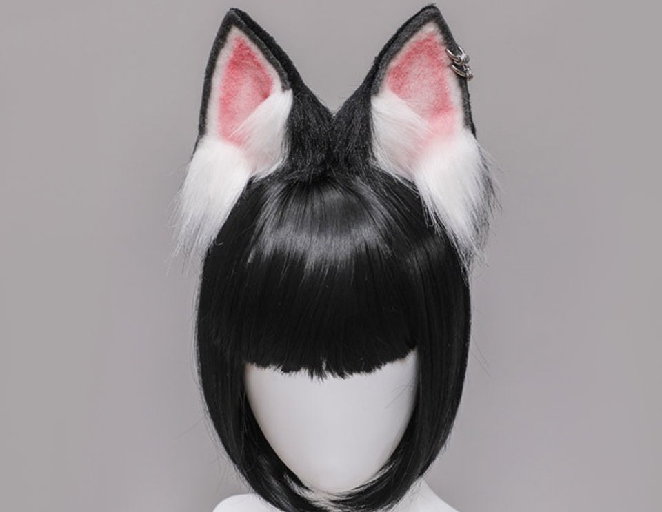 White Black Wolf Ear Headbandanime Earwolf Cosplay - Etsy