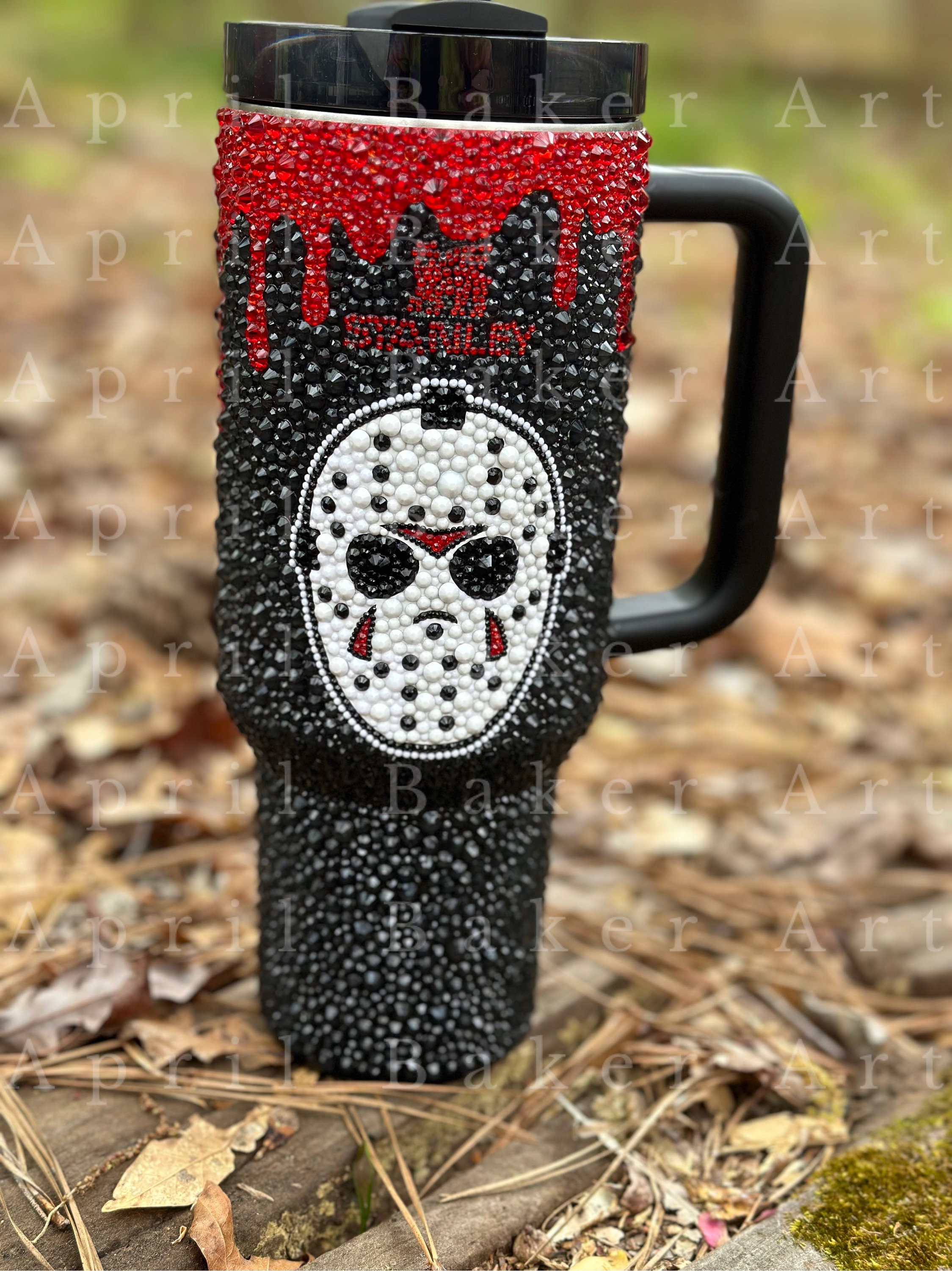 Bling Stanley Quencher 40oz Horror Themed Jason With Blood Drip Bling ...