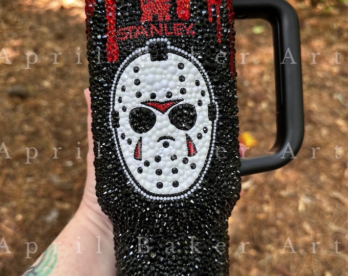 Bling Stanley Quencher 40oz Horror Themed Jason With Blood Drip Bling ...