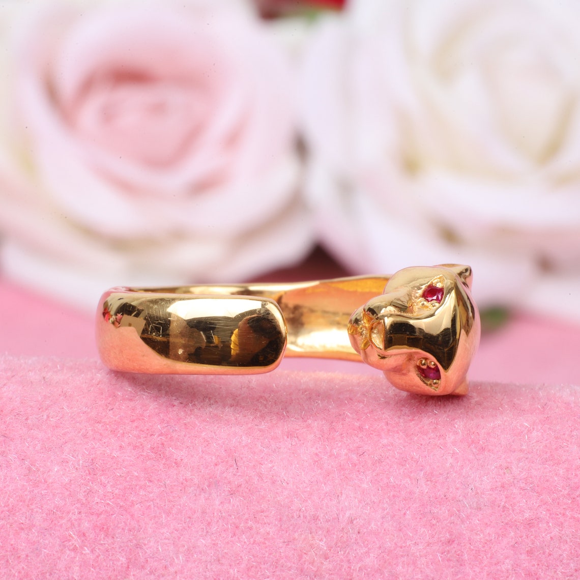 Panther Head Ring, Gold Animal Ring, Tiger Ring, Lion Ring, Jaguar Ring ...