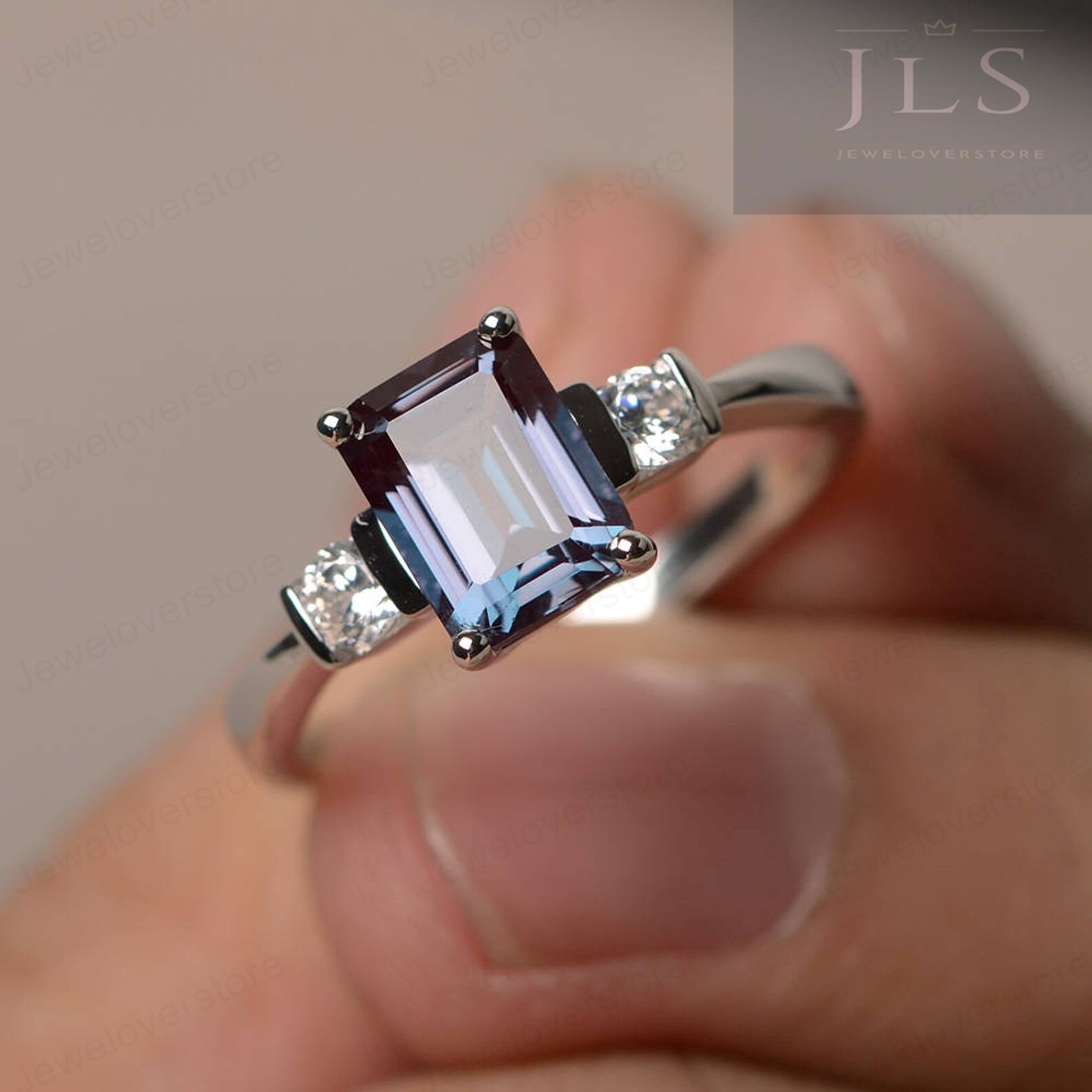 Emerald Cut Alexandrite 14k Gold June Birthstone Ring | Etsy