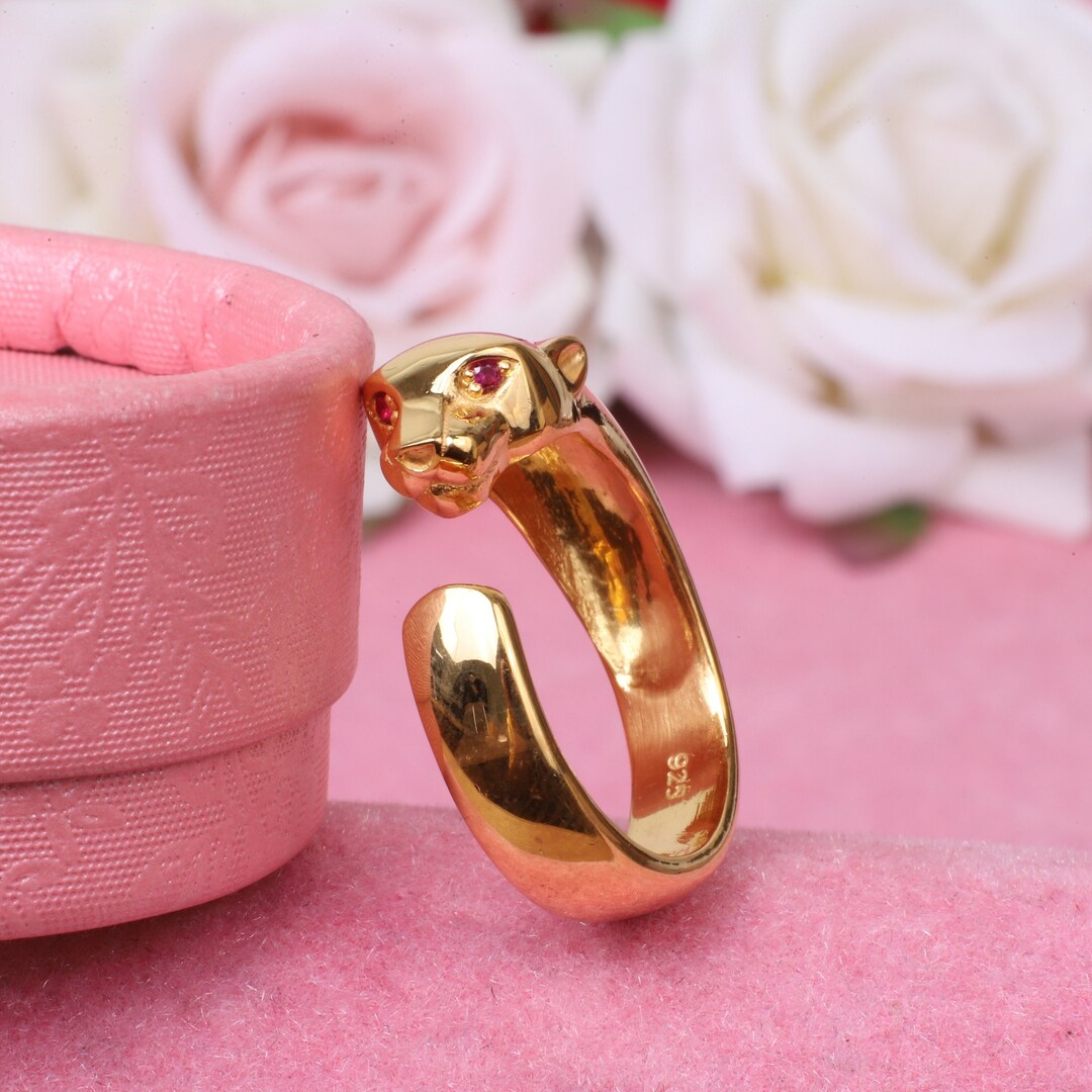 Panther Head Ring, Gold Animal Ring, Tiger Ring, Lion Ring, Jaguar Ring ...