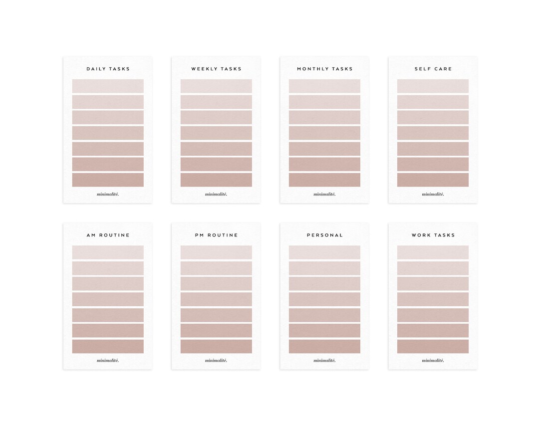 PLANNER CARDS // TASK Minimal Planner Journaling Cards // Printable ...