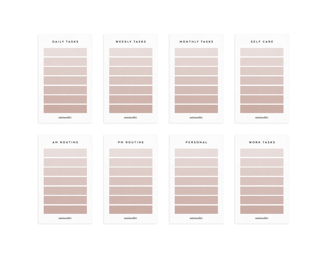 PLANNER CARDS // TASK Minimal Planner Journaling Cards // | Etsy