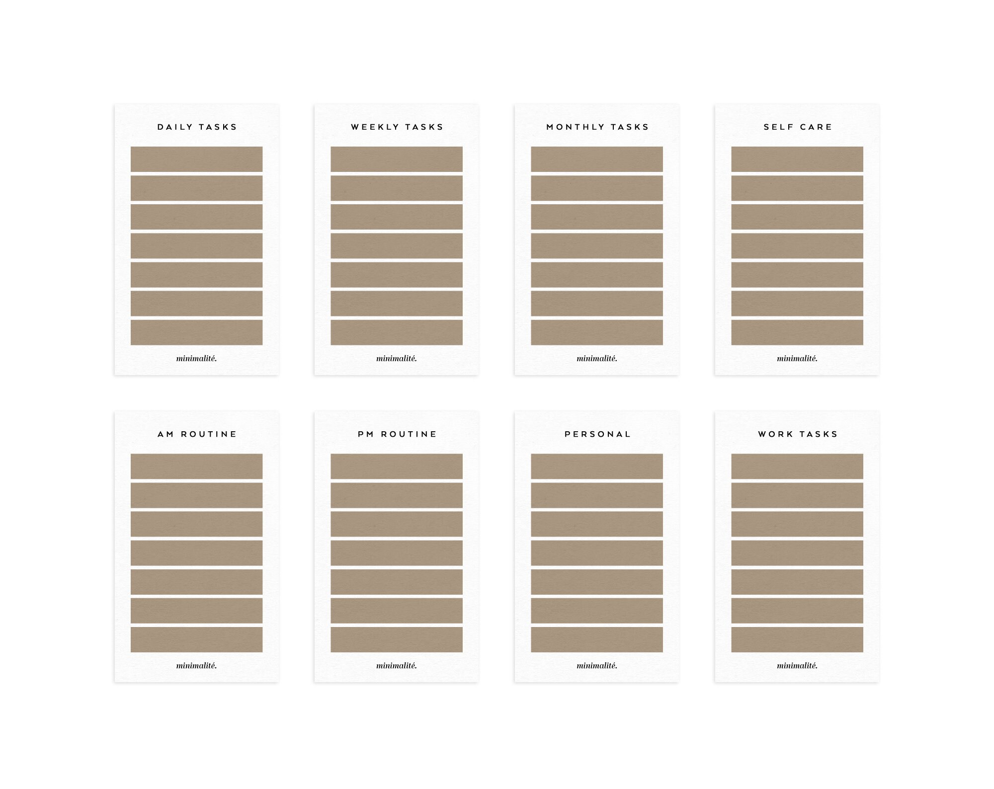 PLANNER CARDS // TASK Minimal Planner Journaling Cards // Printable ...