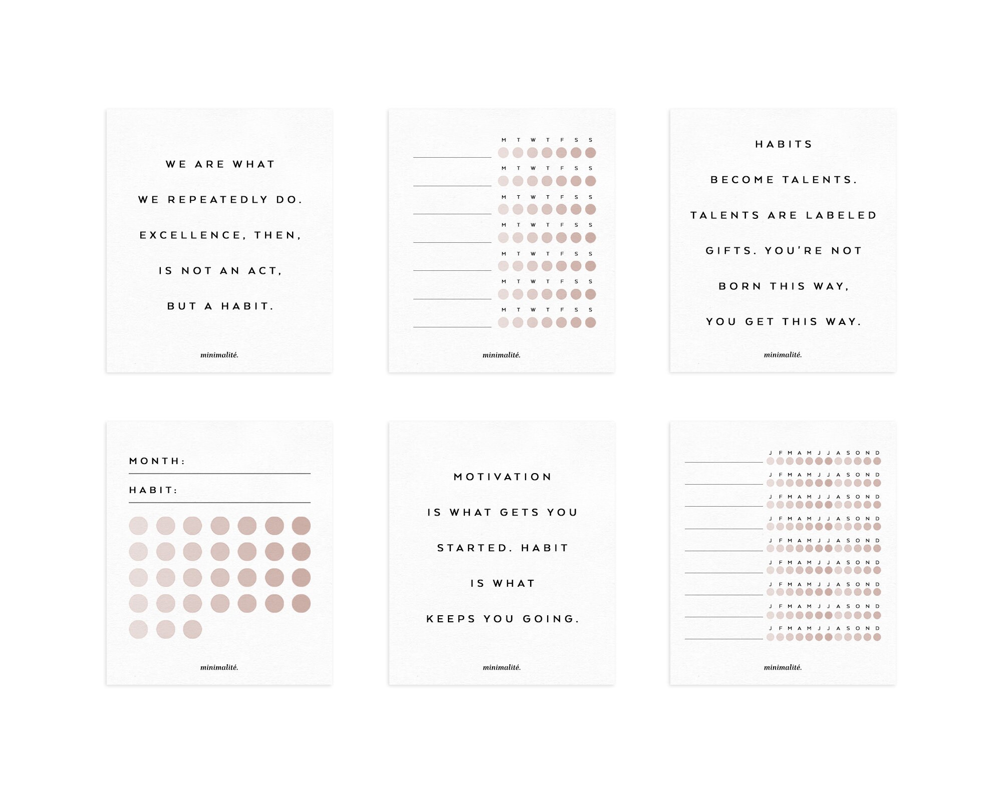 PLANNER CARDS // HABIT Tracker Minimal Planner Journaling | Etsy