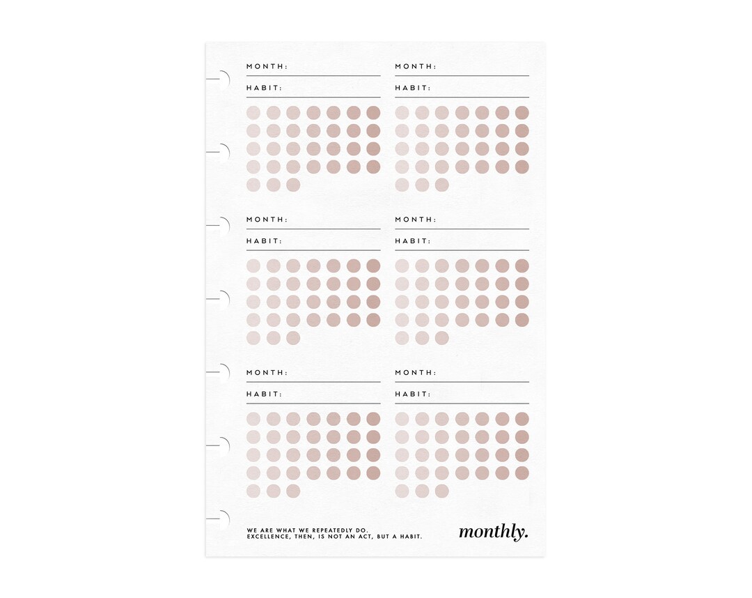MINI HP // MONTHLY Habit Tracker Planner Minimal Printable Inserts ...