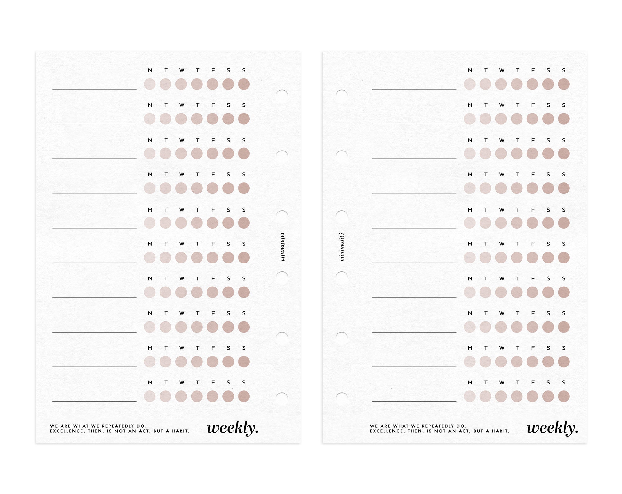 POCKET SIZE // WEEKLY Habit Tracker Planner Minimal Printable - Etsy