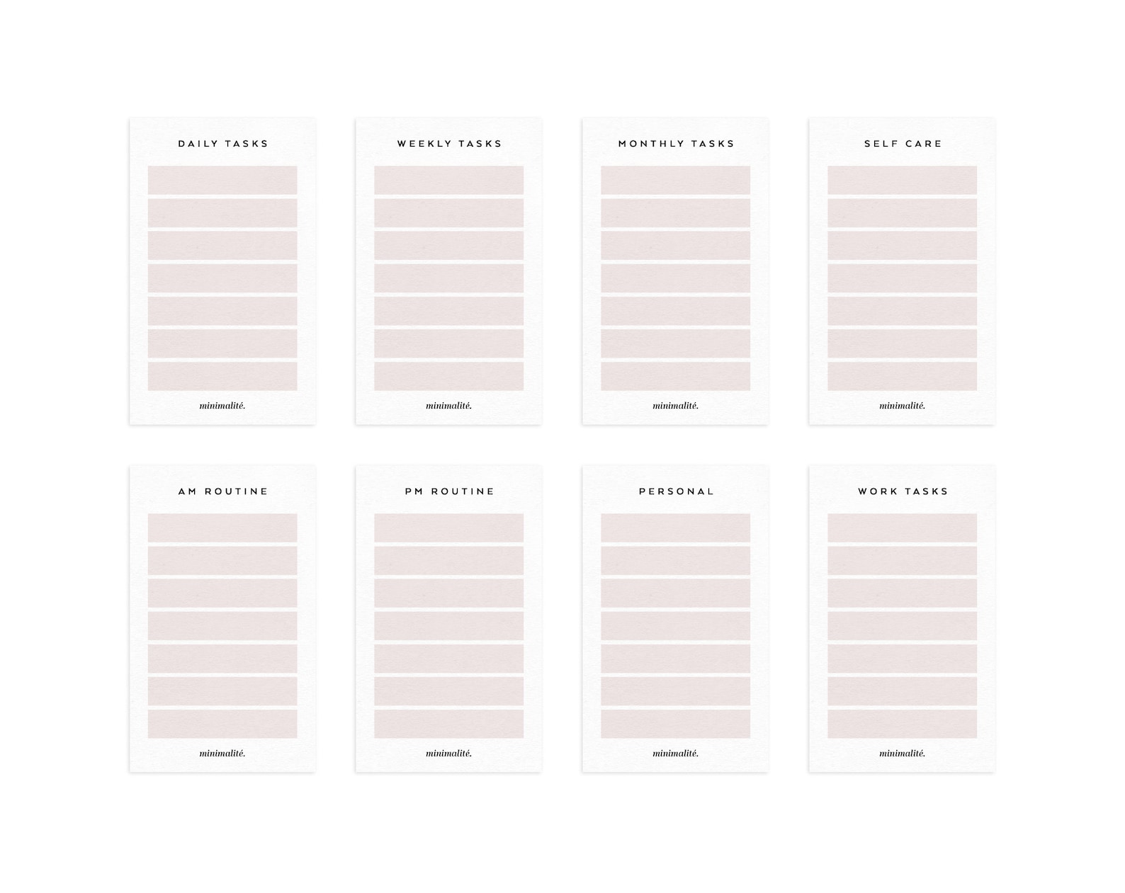 PLANNER CARDS // TASK Minimal Planner Journaling Cards // Printable ...