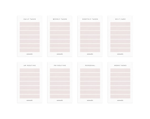 PLANNER CARDS // TASK Minimal Planner Journaling Cards // | Etsy