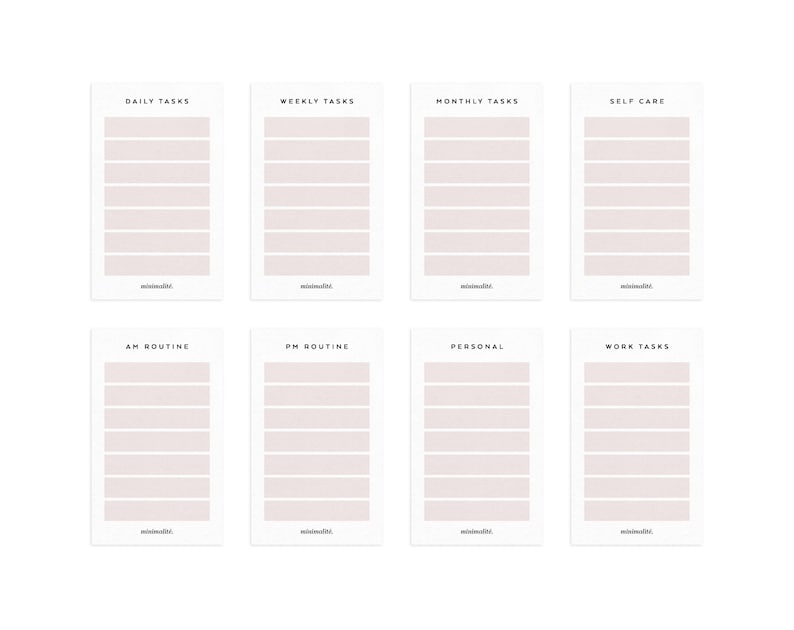 PLANNER CARDS // TASK Minimal Planner Journaling Cards // Printable ...