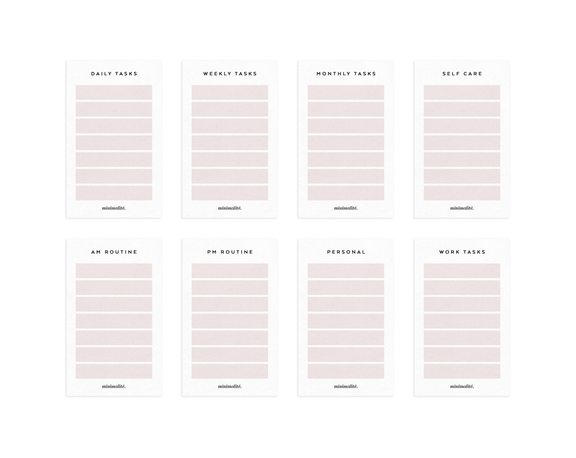PLANNER CARDS // TASK Minimal Planner Journaling Cards // Printable ...