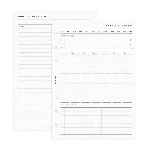 A5 Undated Monthly Planner Printable Overview on a Page - Etsy