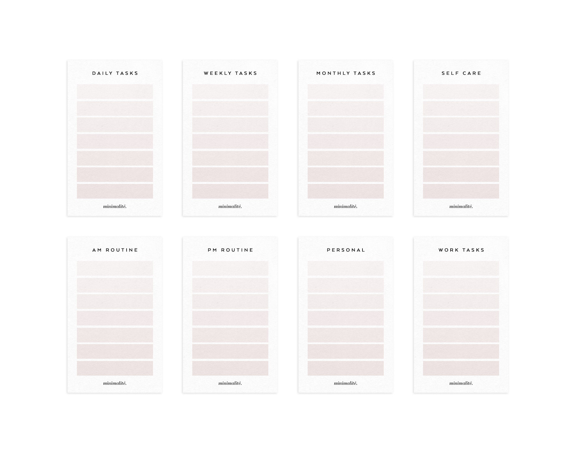 PLANNER CARDS // TASK Minimal Planner Journaling Cards // Ombre // Pale ...