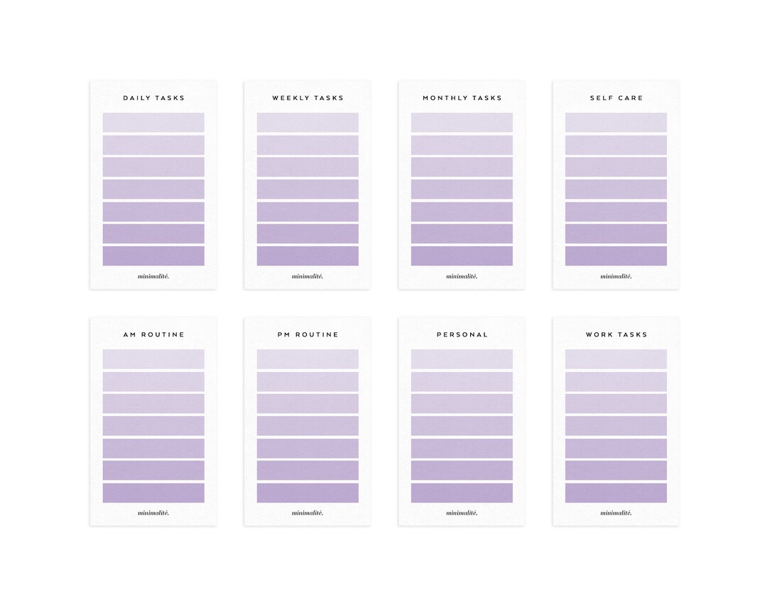 PLANNER CARDS // TASK Minimal Planner Journaling Cards // Ombre ...