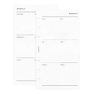 PERSONAL SIZE // WEEKLY Planner Minimal Printable Insert // Week on Two ...