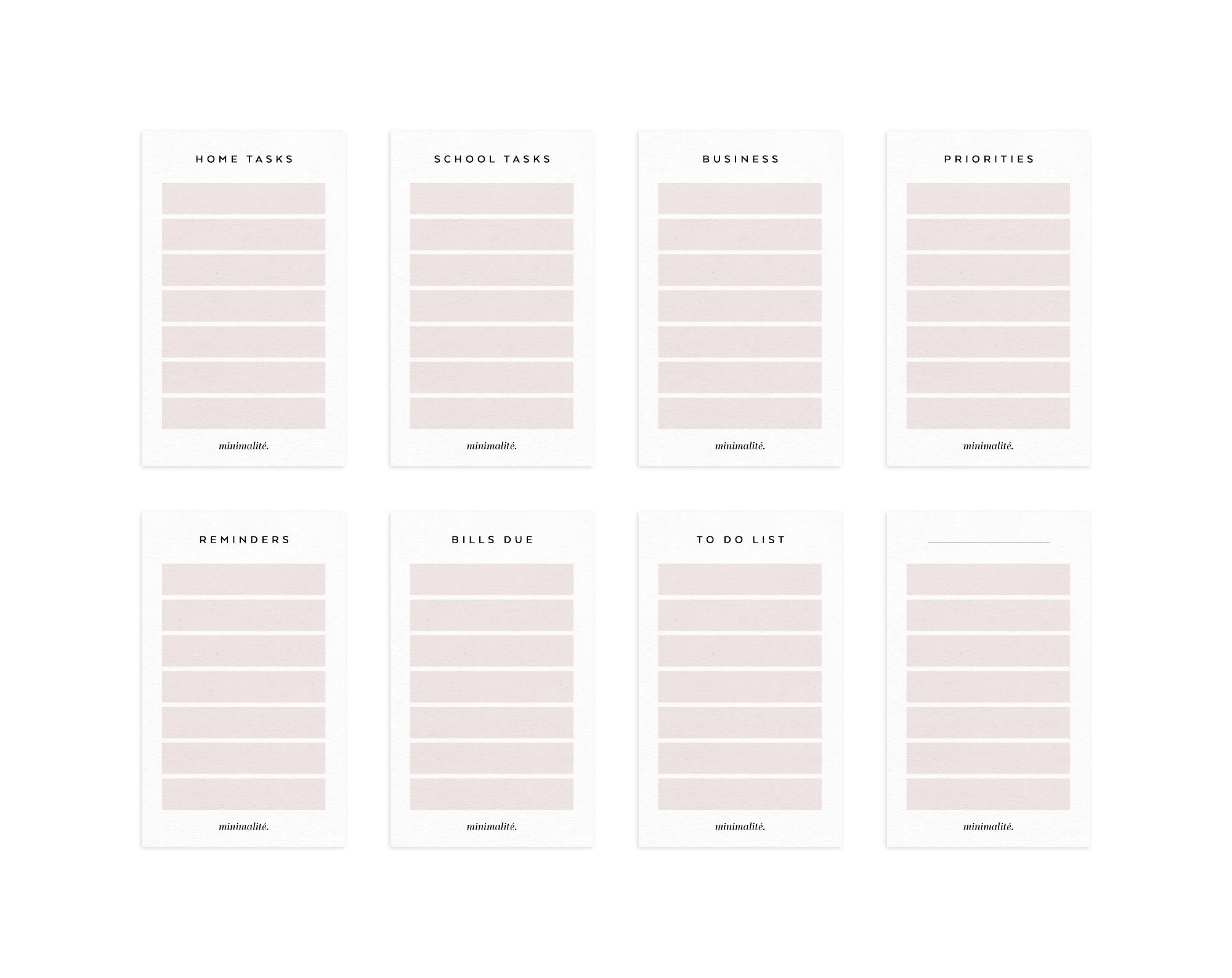 PLANNER CARDS // TASK Minimal Planner Journaling Cards // Printable ...