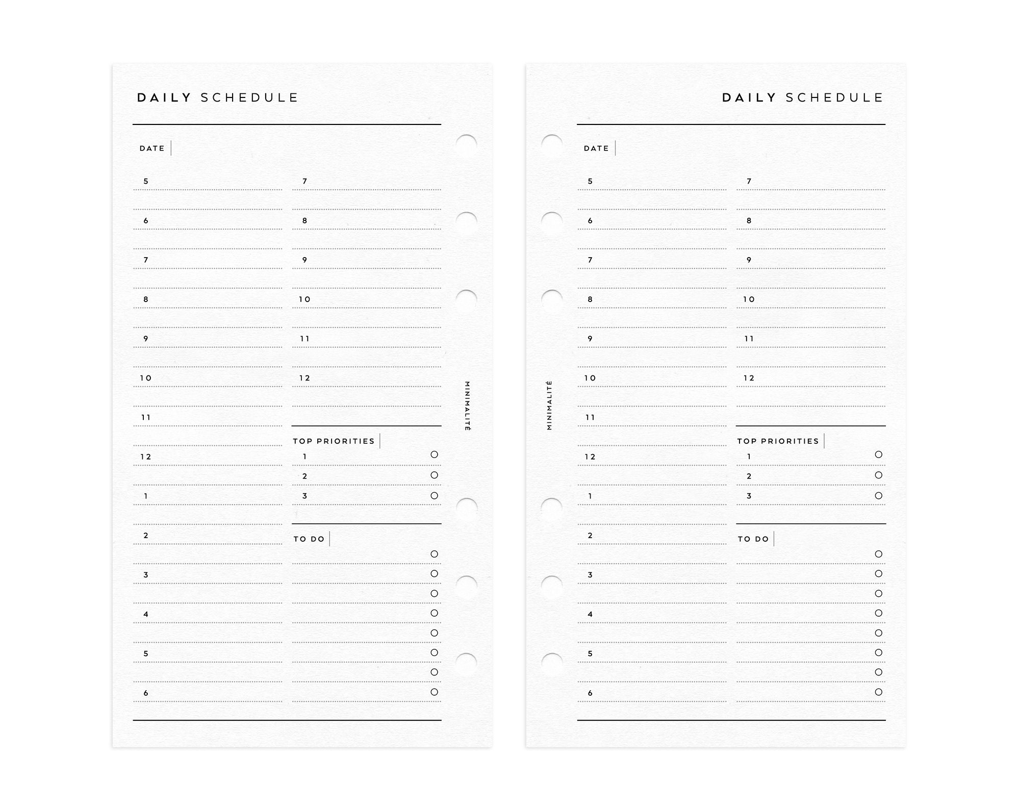 PERSONAL SIZE // DAILY Planner Minimal Printable Insert // - Etsy