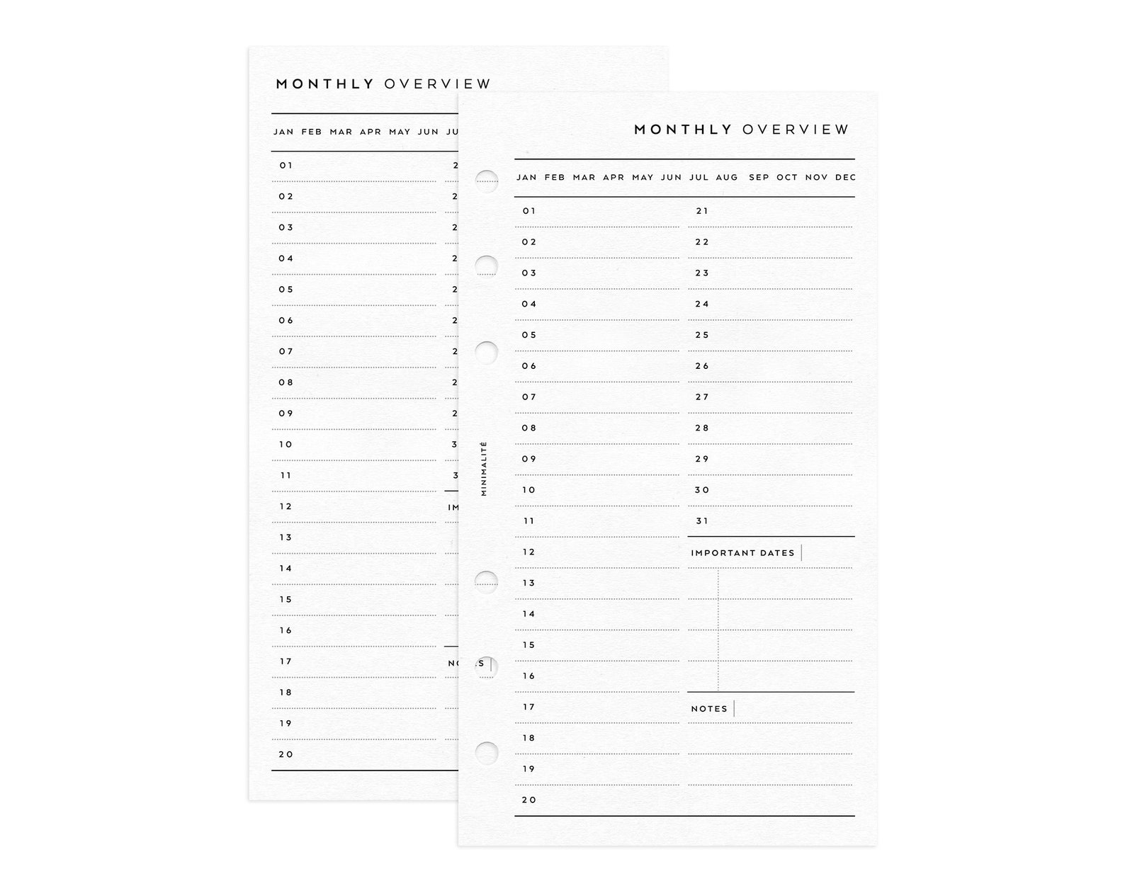 PERSONAL SIZE // Monthly Planner Minimal Printable Inserts // - Etsy