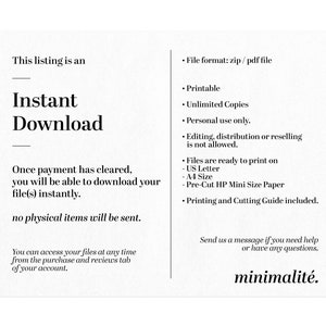 MINI HP // MINIMAL Planner Dashboard Printable Insert / - Etsy