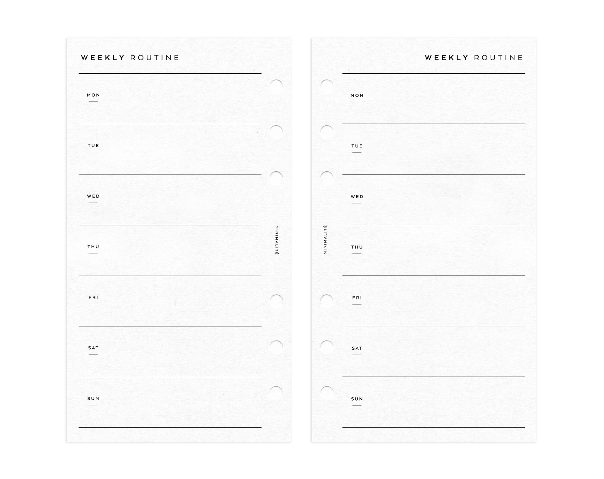 PERSONAL SIZE // WEEKLY Routine Planner Minimal Printable Insert ...