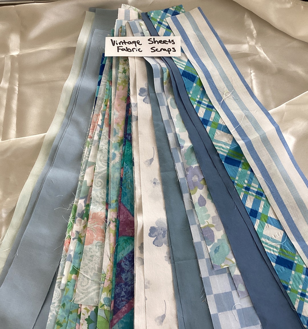 Vintage Sheet Fabric Scraps/remnants Perfect for Quilting/crafts Blue Tones - Etsy