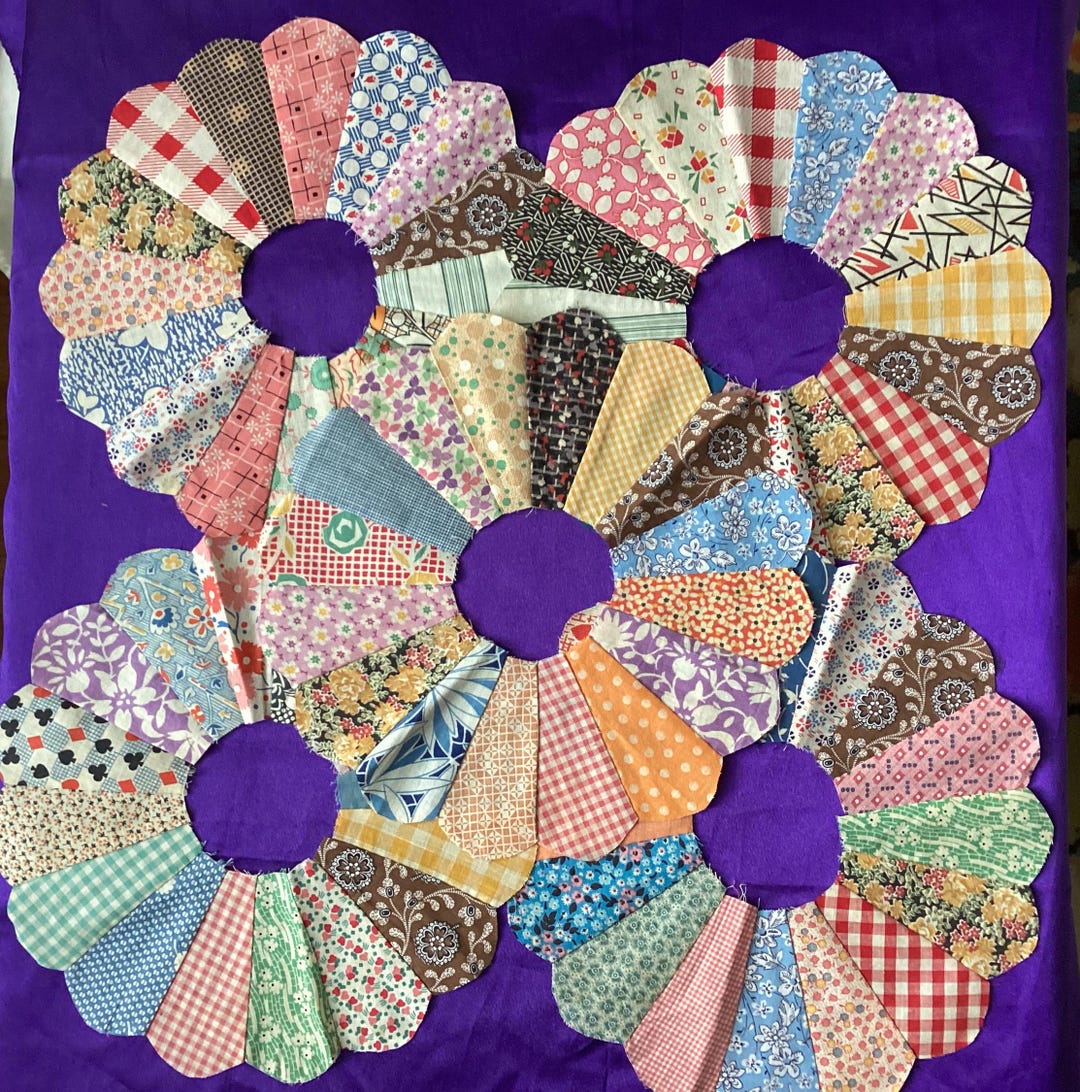 Vintage Dresden Plate Quilt Blocks - 1930's/40's - Set of 5- 11" Each ...