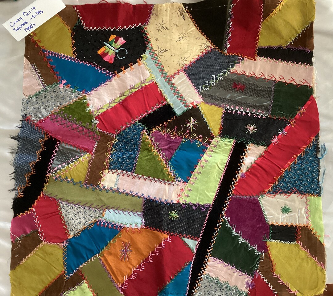 Antique Crazy Quilt Block Silk/velvet/embroidered 1900's Approximately ...