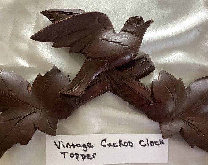 Vintage Cuckoo Clock Topper - Wall Hanging- Brown Bird With Leaves ...
