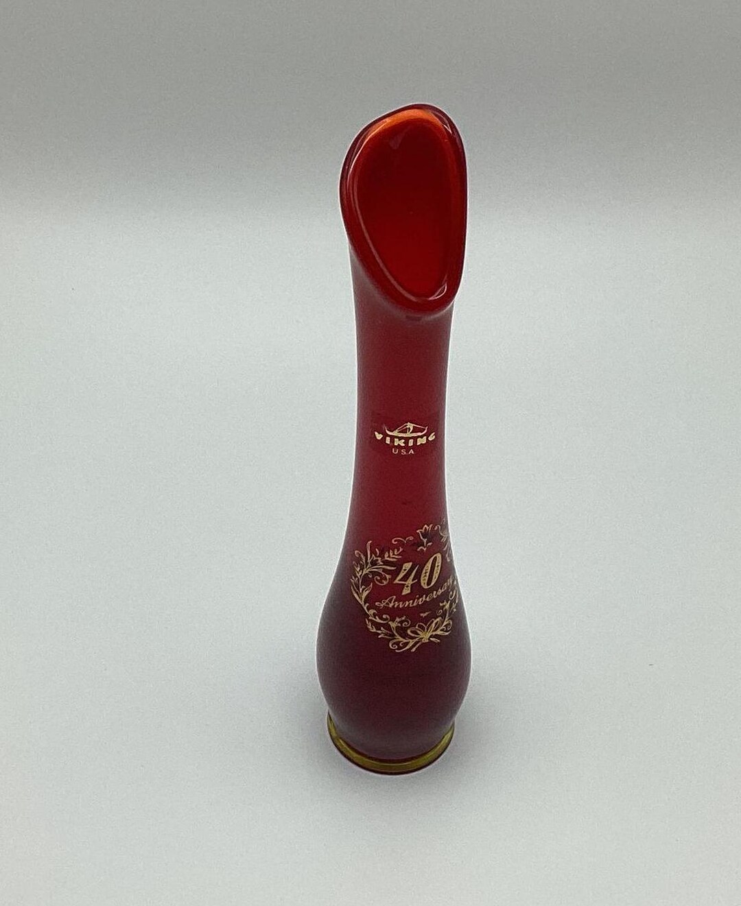 Viking Small Swag Vase- Ruby Red - Viking 40th Anniversary - With ...
