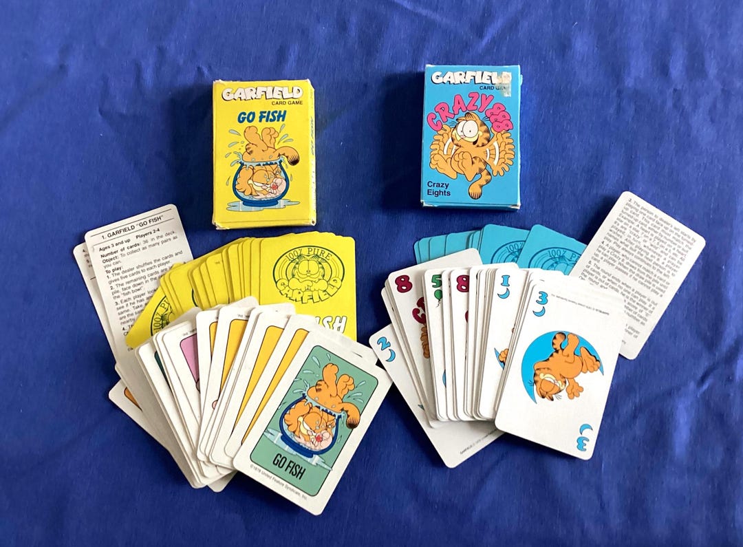 Duo of Garfield Card Games - GO Fish & Crazy 8 - Complete - 1978 (756 ...
