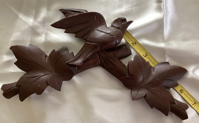 Vintage Cuckoo Clock Topper Wall Hanging Brown Bird With Leaves 1960's ...