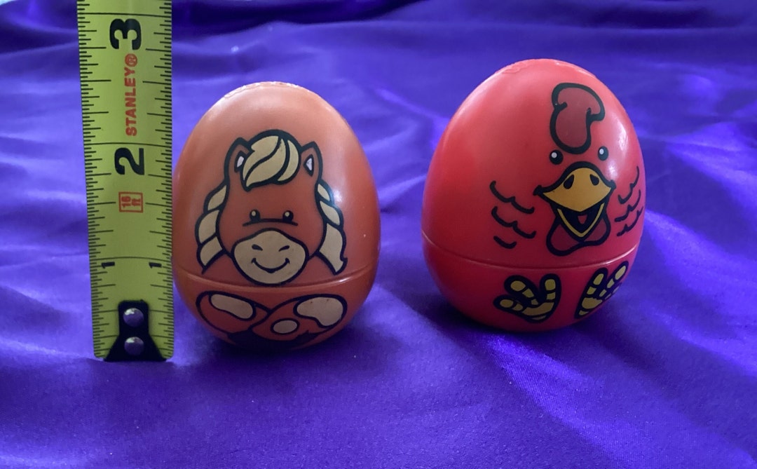 Two Vintage Farm Animal Weeble Wobbles - Rooster and Chicken -1995 ...