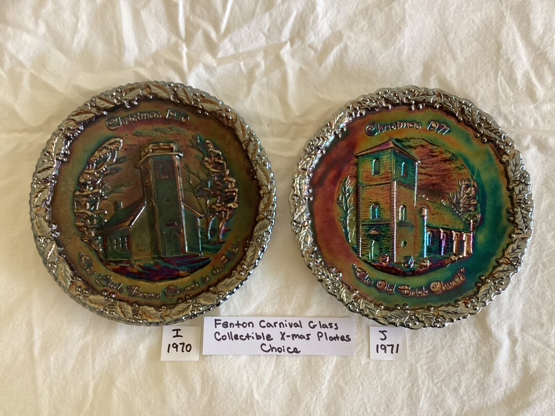 Choice Vintage Fenton Carnival Glass Christmas Plates Collector Plates ...