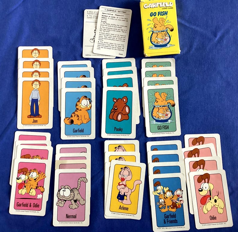 Duo of Garfield Card Games - GO Fish & Crazy 8 - Complete - 1978 (756 ...