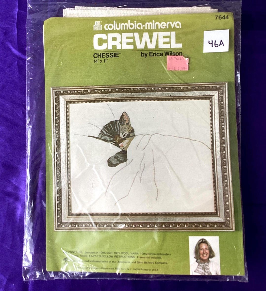 Chessie the Cat - Crewel Kit No. 7644- Columbia-minerva - 14"x11" When ...