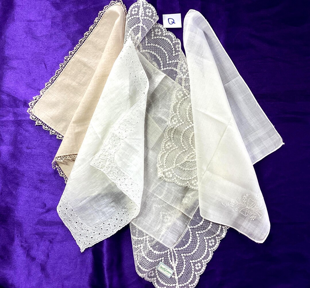 Lot of 4 Vintage Handkerchiefs - Assorted- Beautiful Hankies (Q-959) - Etsy