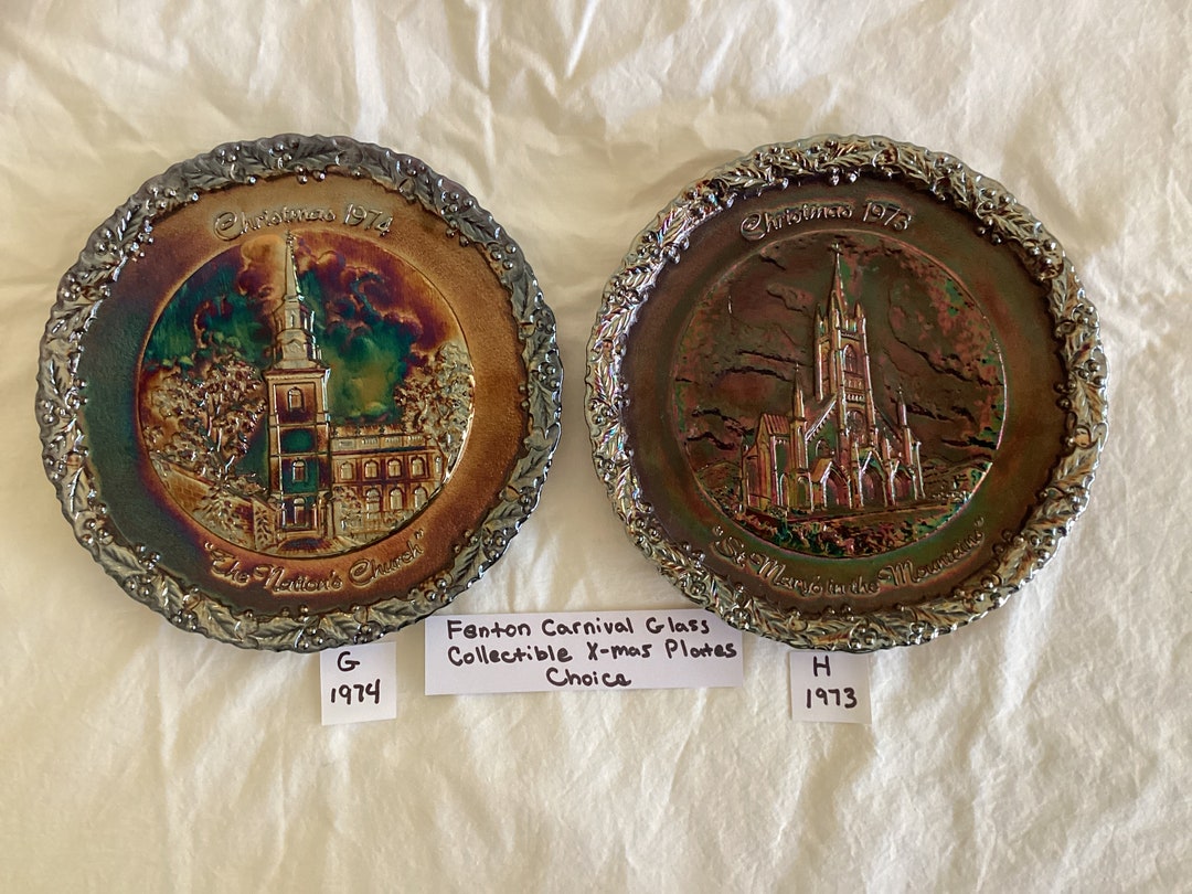 Choice Vintage Fenton Carnival Glass Christmas Plates Collector Plates ...