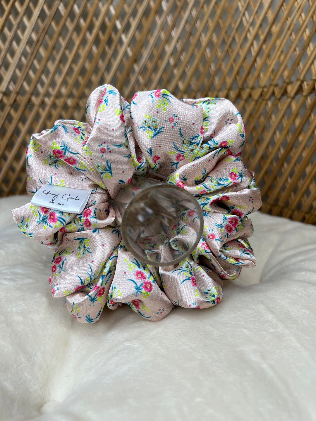 Hmong Lis Loos Pink UNICORN Floral XXL Scrunchie Hmong Satin Scrunchie ...
