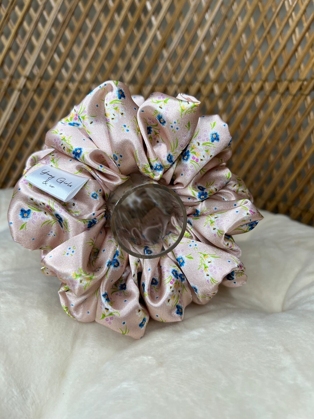 Hmong Lis Loos Blue UNICORN Floral XXL Scrunchie Hmong Satin Scrunchie ...