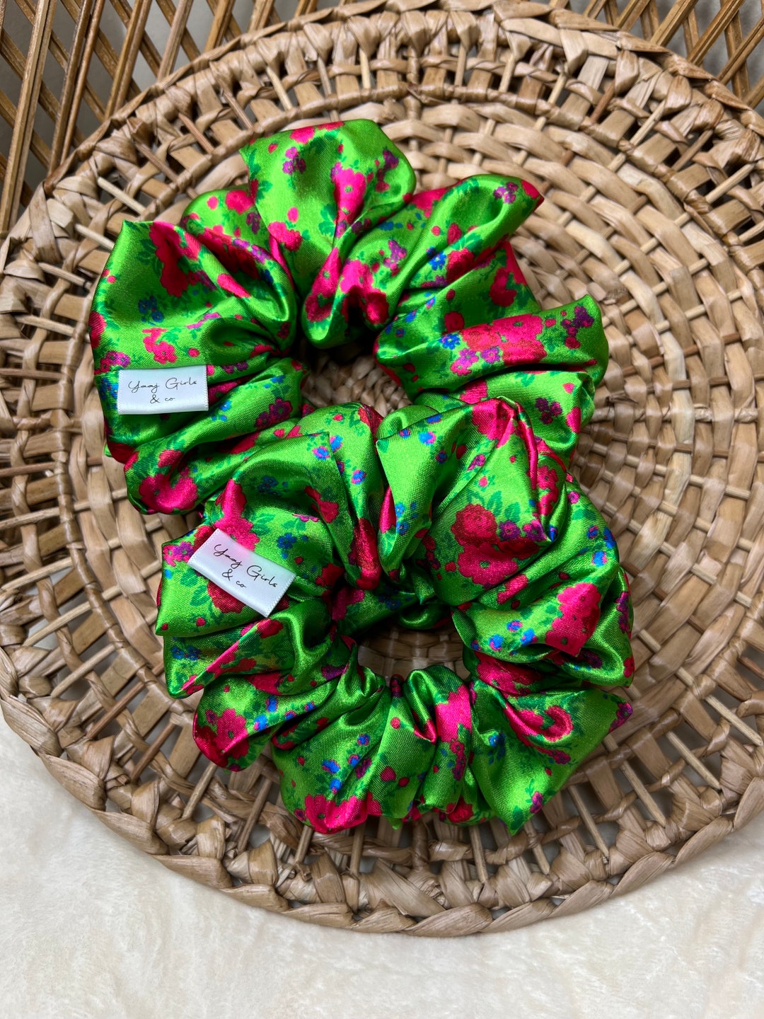 Hmong Lis Loos California Floral Green XXL Scrunchie Hmong - Etsy