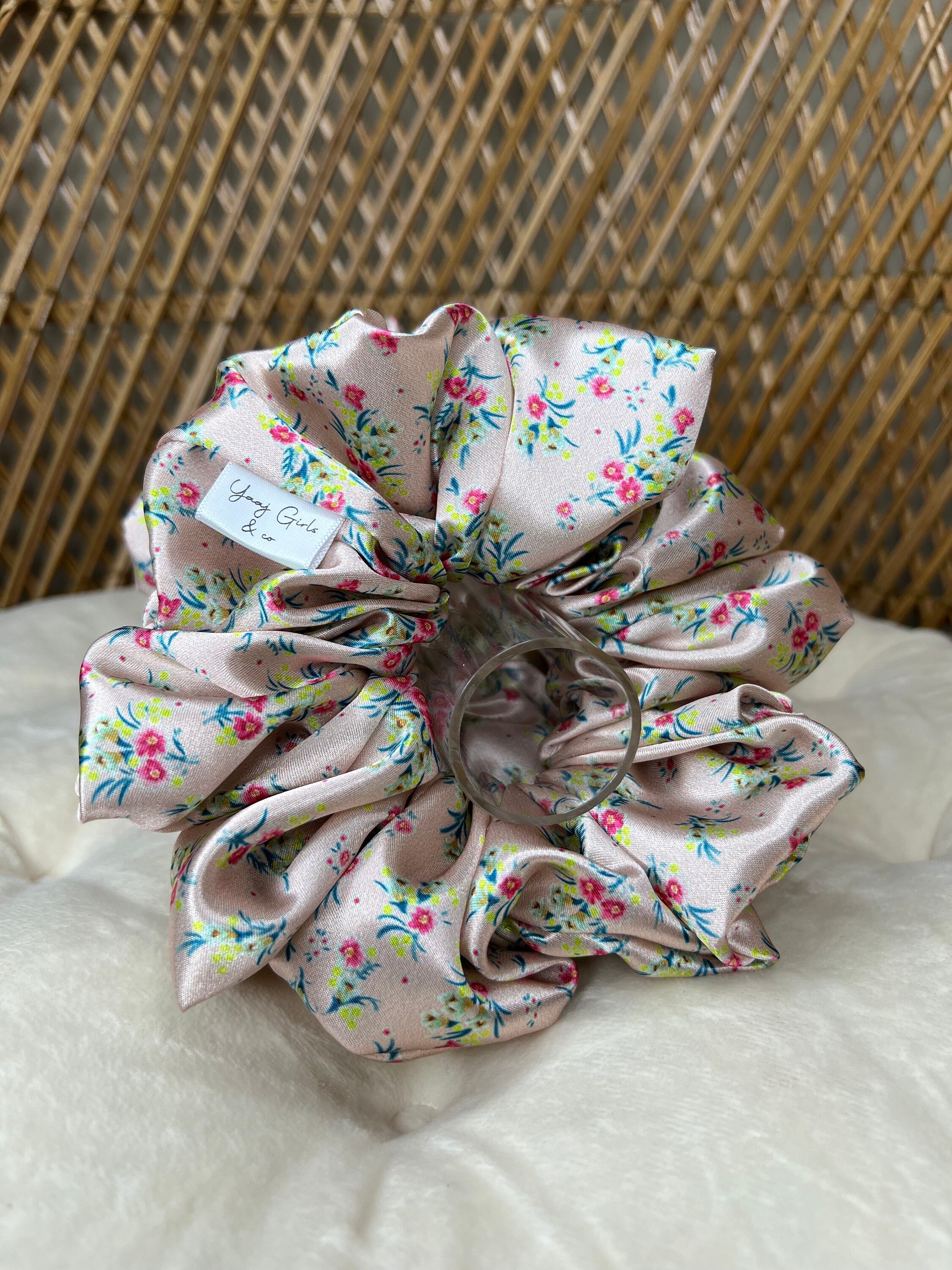 Hmong Lis Loos Pink UNICORN Floral XXL Scrunchie Hmong Satin Scrunchie ...