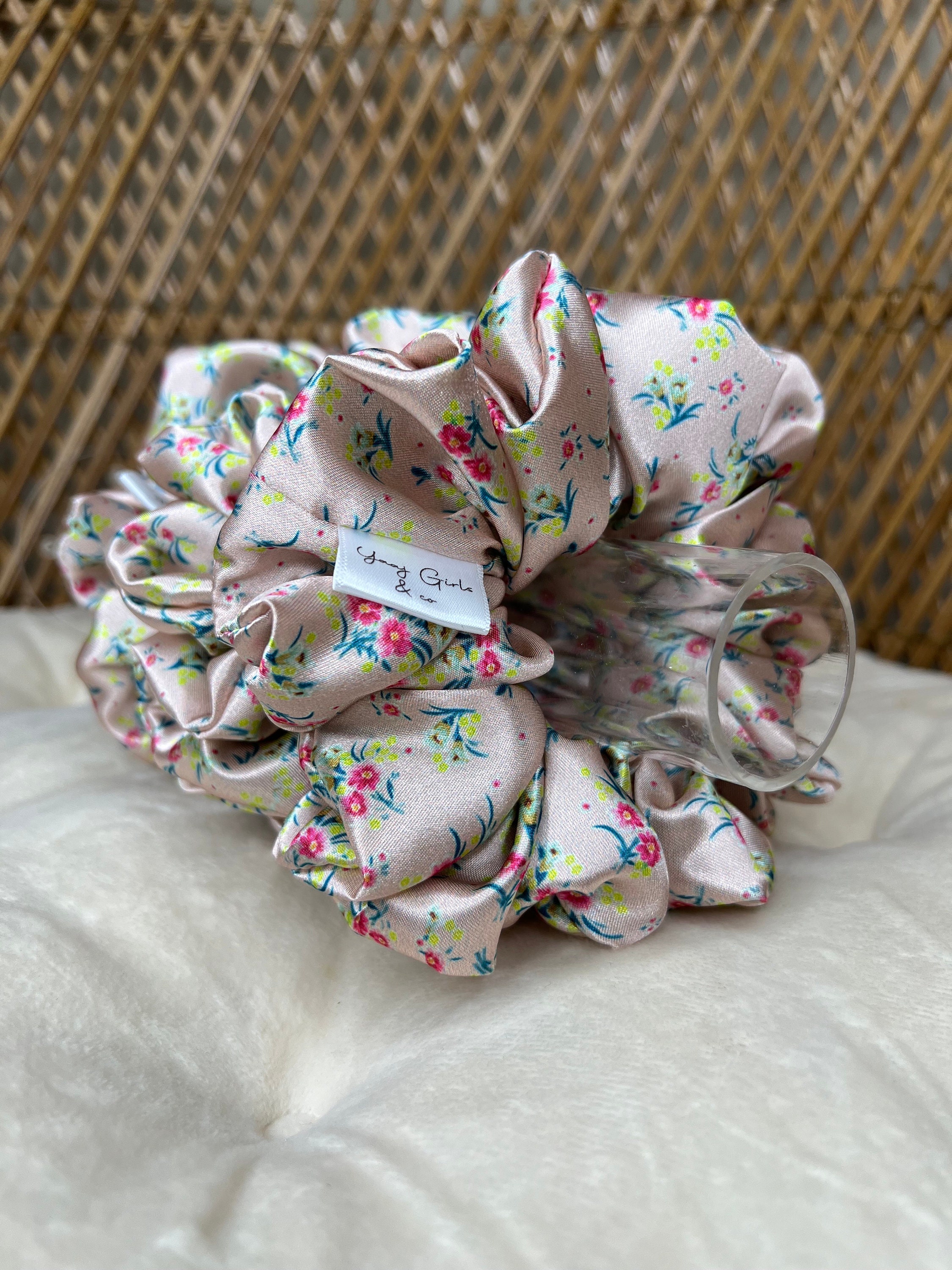 Hmong Lis Loos Pink UNICORN Floral XXL Scrunchie Hmong Satin Scrunchie ...