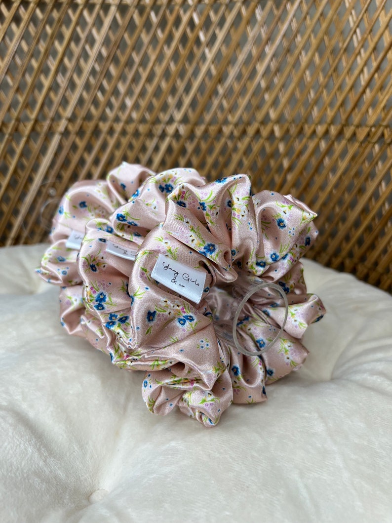 Hmong Lis Loos Blue UNICORN Floral XXL Scrunchie Hmong Satin Scrunchie ...