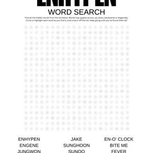 Enhypen Word Search - Etsy