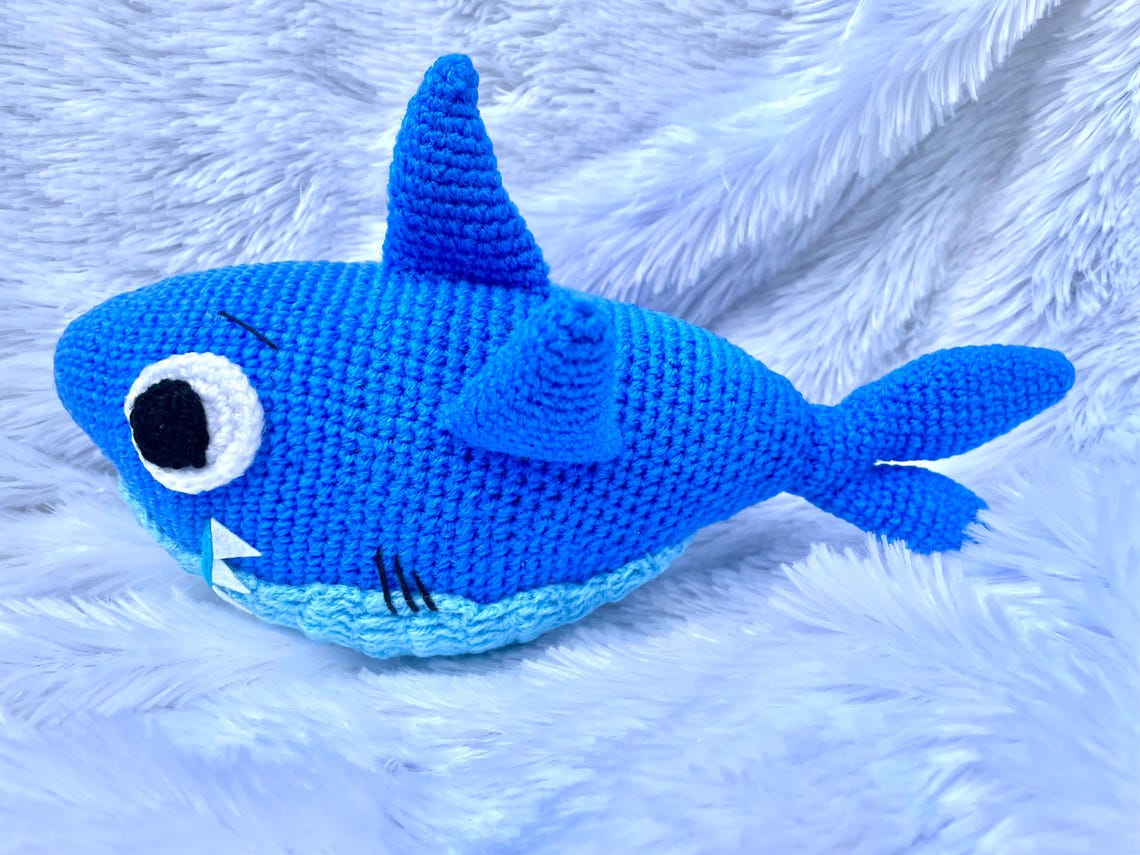 Crochet Finny Shark Amigurumi Personalized Stuffed Baby Shark Soft Toys ...