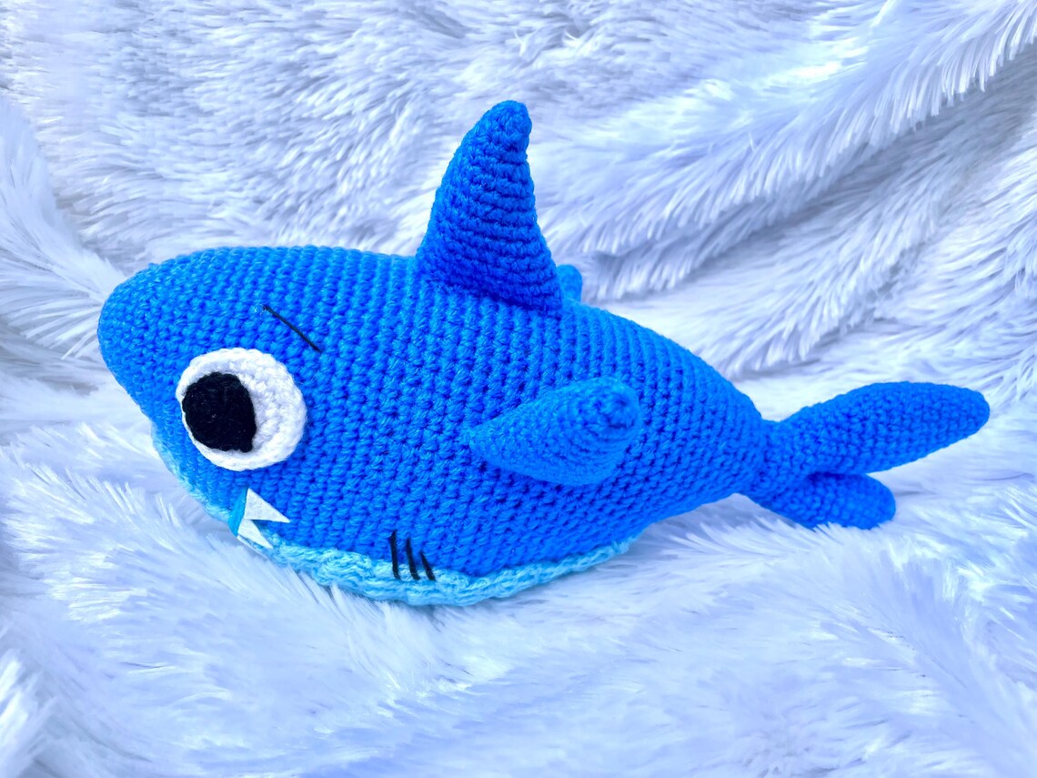 Crochet Finny Shark Amigurumi Personalized Stuffed Baby Shark Soft Toys ...